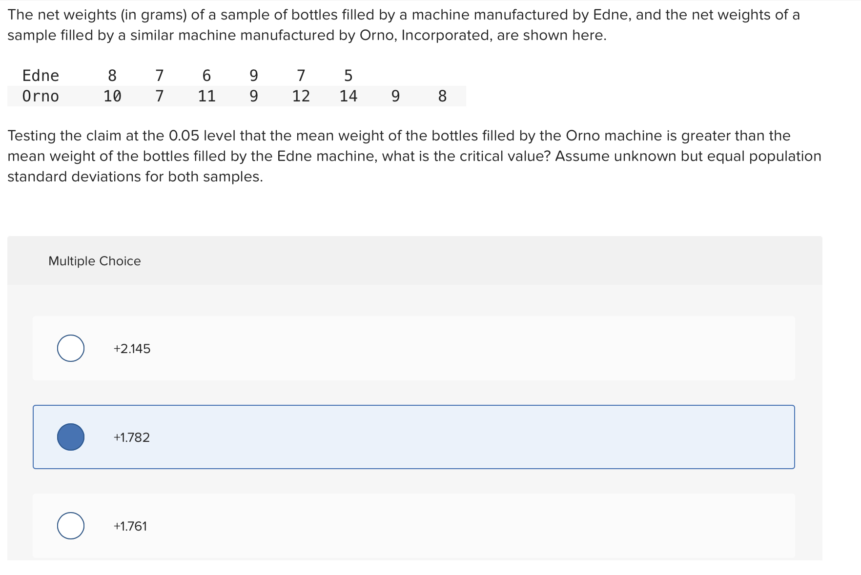 Solved The net weights (in grams) ﻿of a sample of bottles | Chegg.com