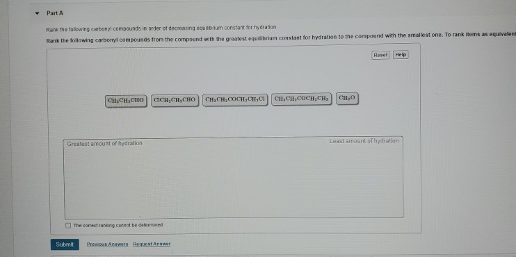 Solved Part A Rank the following carbonyl compounds in order | Chegg.com Solved Part A Rank the following carbonyl compounds in order | Chegg.com
