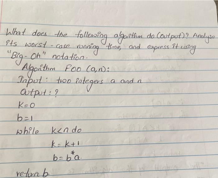 Solved What does the following algorithm do (output)? | Chegg.com