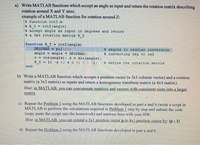 Solved A Write Matlab Functions Which Accept An Angle As 9207