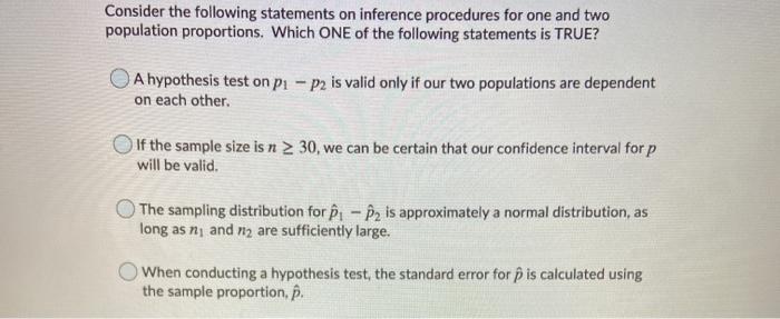 Solved Consider the following statements on inference | Chegg.com