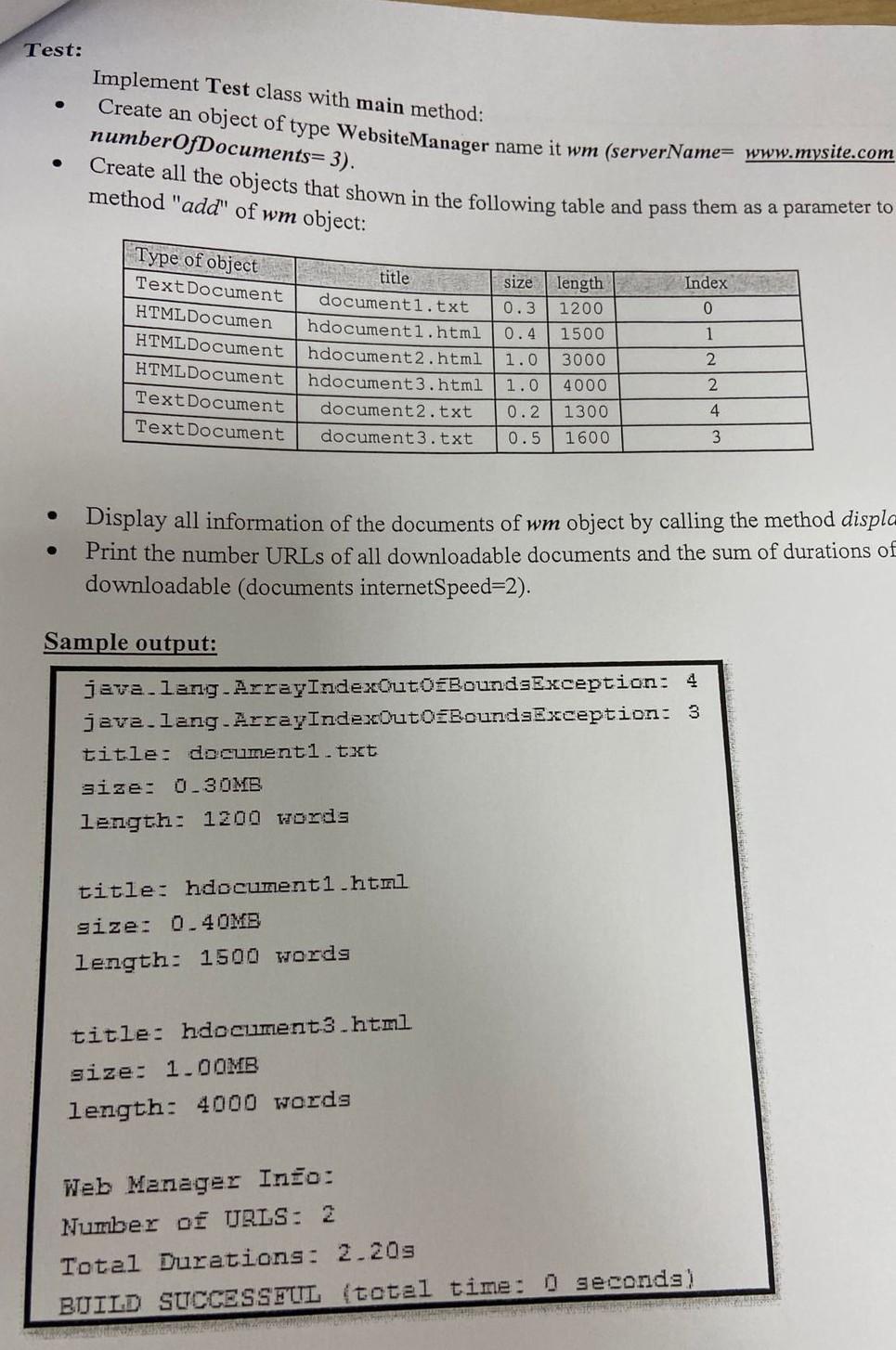 Solved Test Implement Test Class With Main Method Create 6662