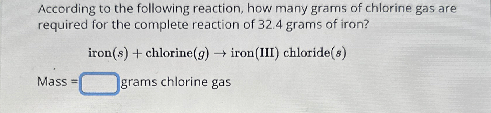 Solved According to the following reaction, how many grams | Chegg.com