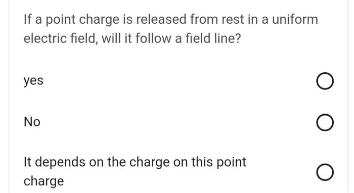 Solved If a point charge is released from rest in a uniform | Chegg.com