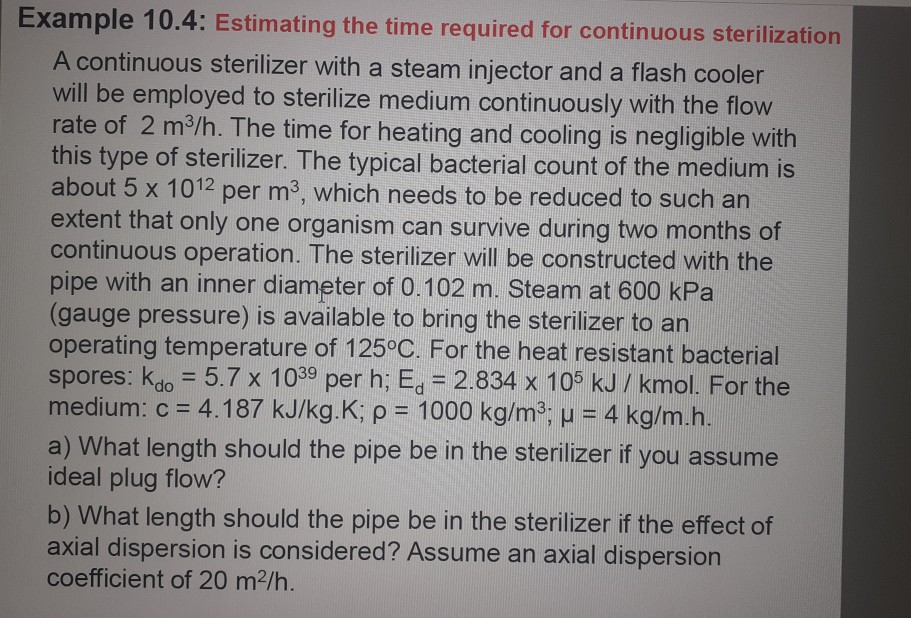Solved Example 10.4: Estimating the time required for | Chegg.com