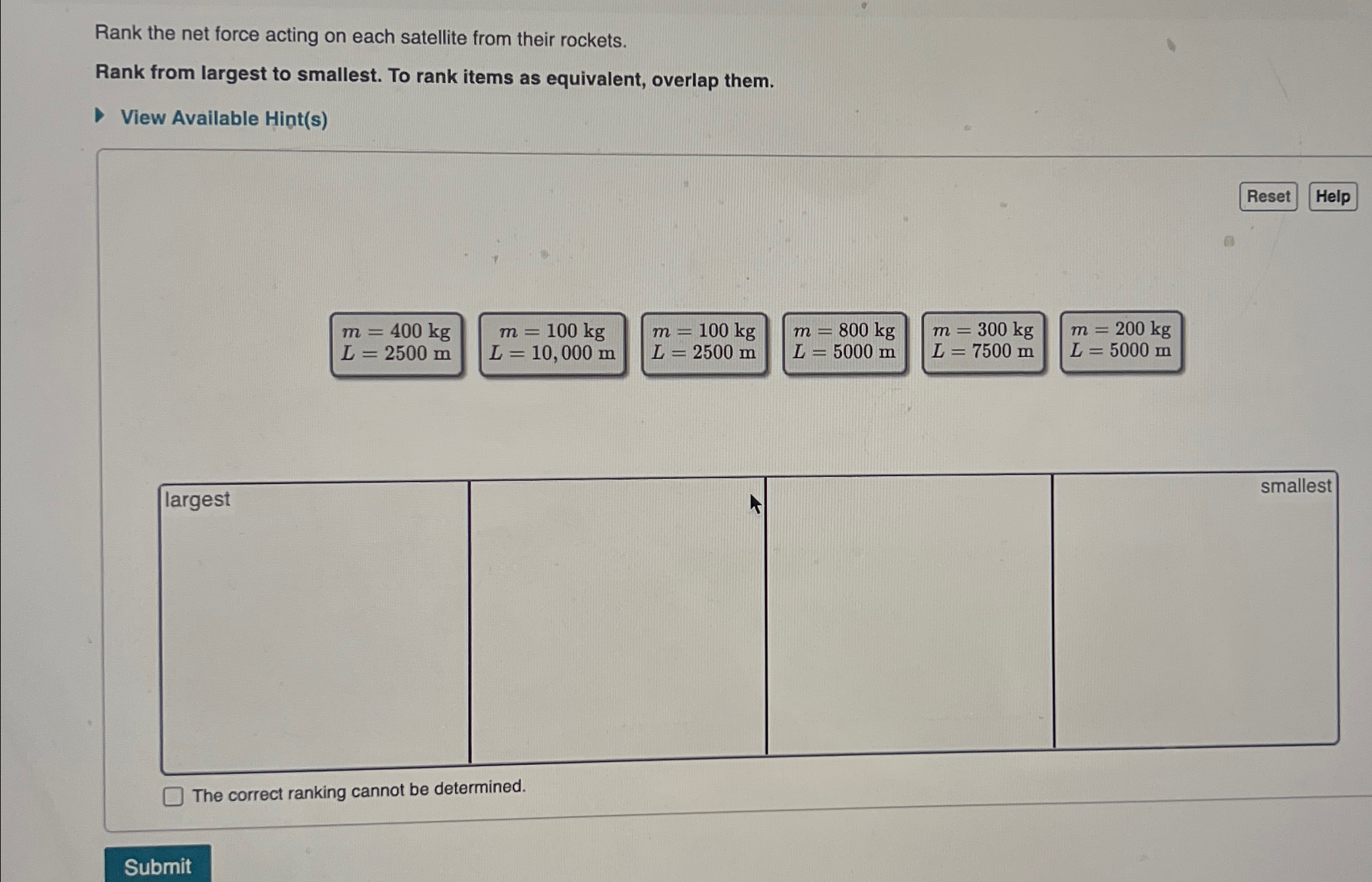 Rank the net force acting on each satellite from | Chegg.com