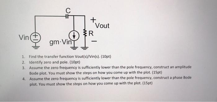 Solved 1. Find the transfer function Vout(s)/Vin(s). (10pt) | Chegg.com