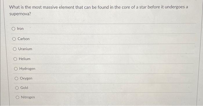 Solved What is the most massive element that can be found in | Chegg.com