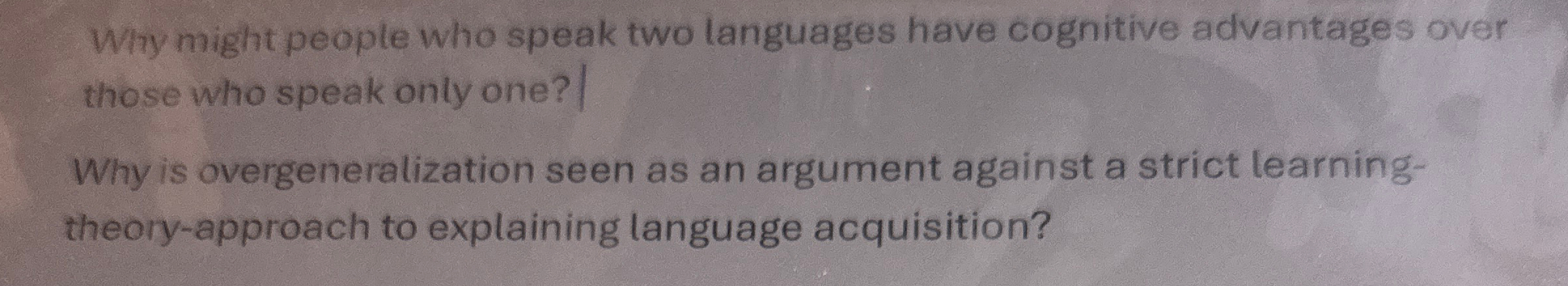 Solved Why might people who speak two languages have | Chegg.com