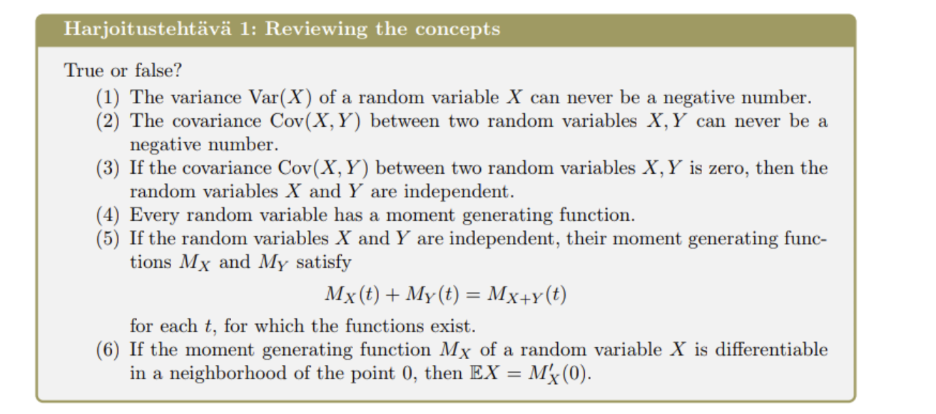 Solved True or false? (1) The variance Var(X) of a random | Chegg.com