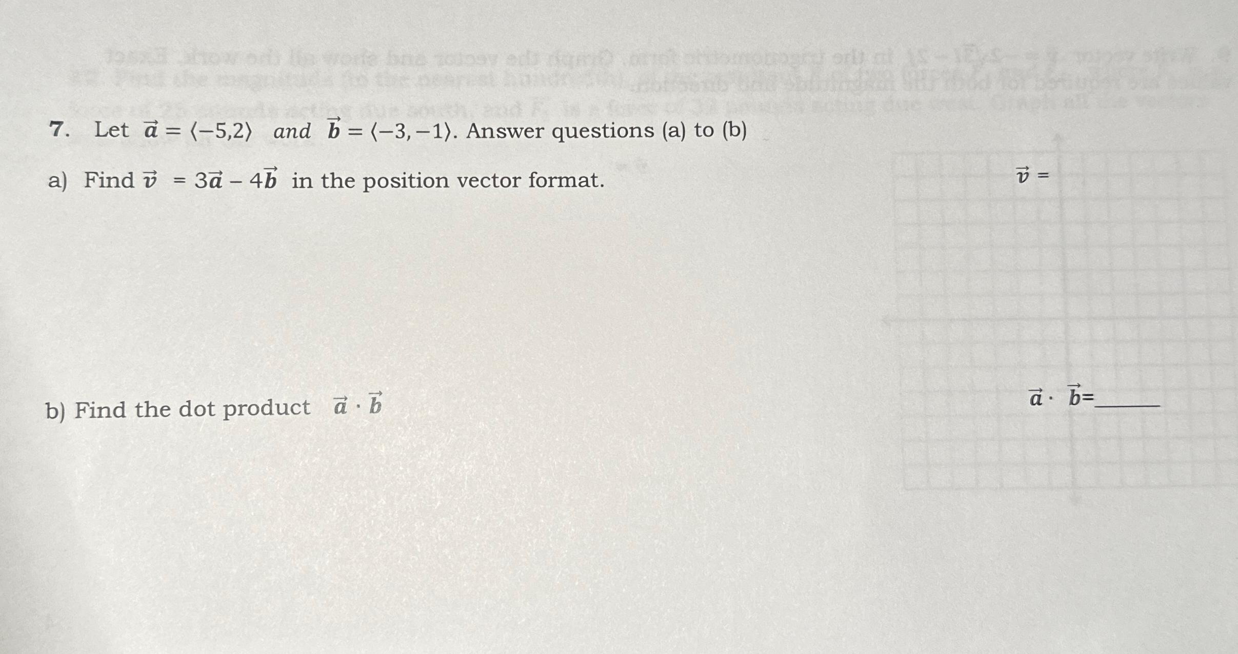 Solved Let vec(a)=(:-5,2:) ﻿and vec(b)=(:-3,-1:). ﻿Answer | Chegg.com