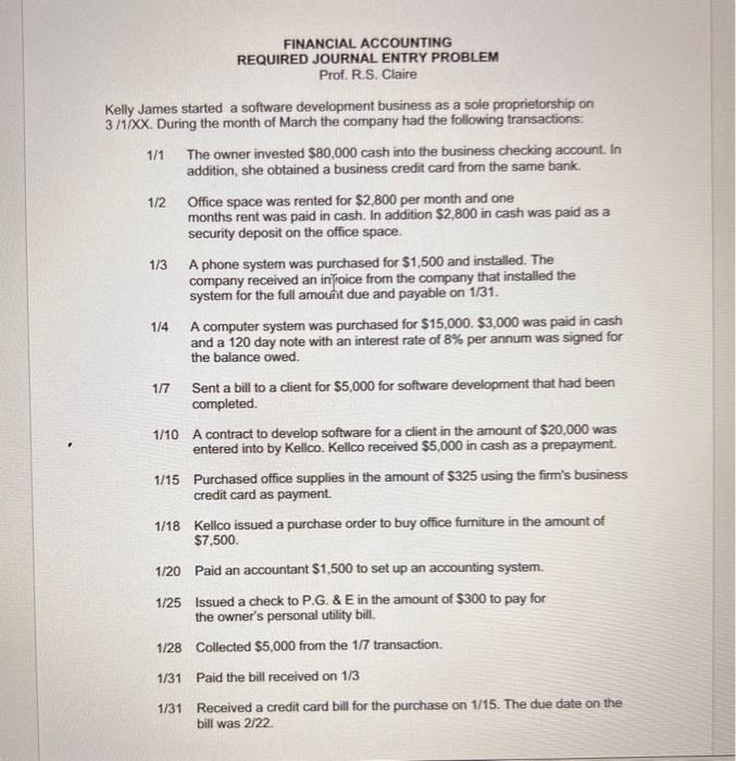 Solved Kelly James started a software development business | Chegg.com