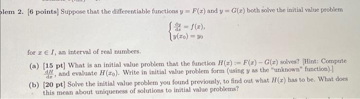 Solved 2. [6 points] Suppose that the differentiable | Chegg.com