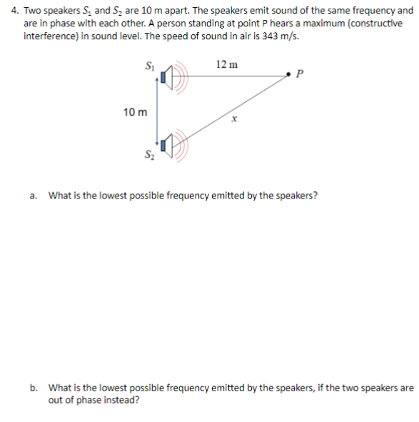 Solved Two speakers S1 ﻿and S2 ﻿are 10m ﻿apart. The speakers | Chegg.com