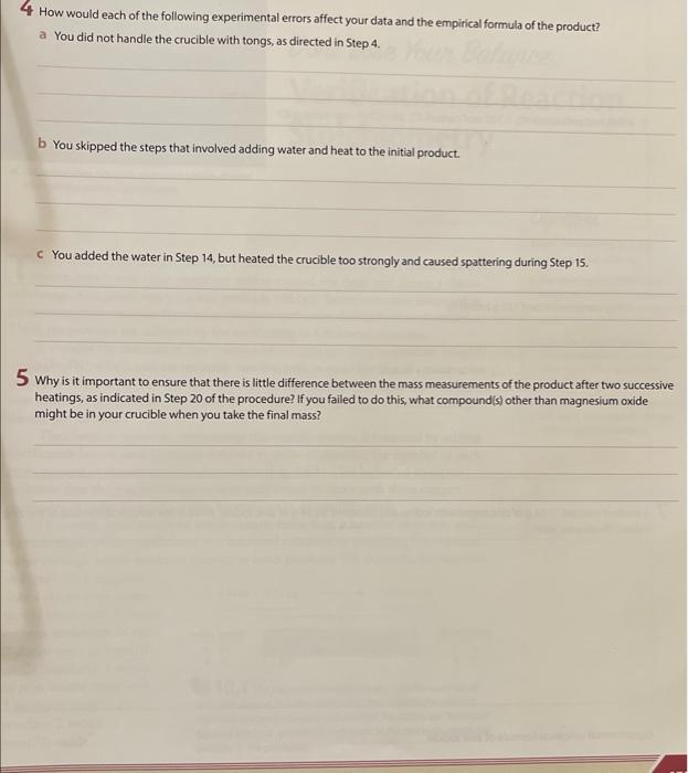 Solved Determining Empirical FormulaReflective Exercises 1 | Chegg.com