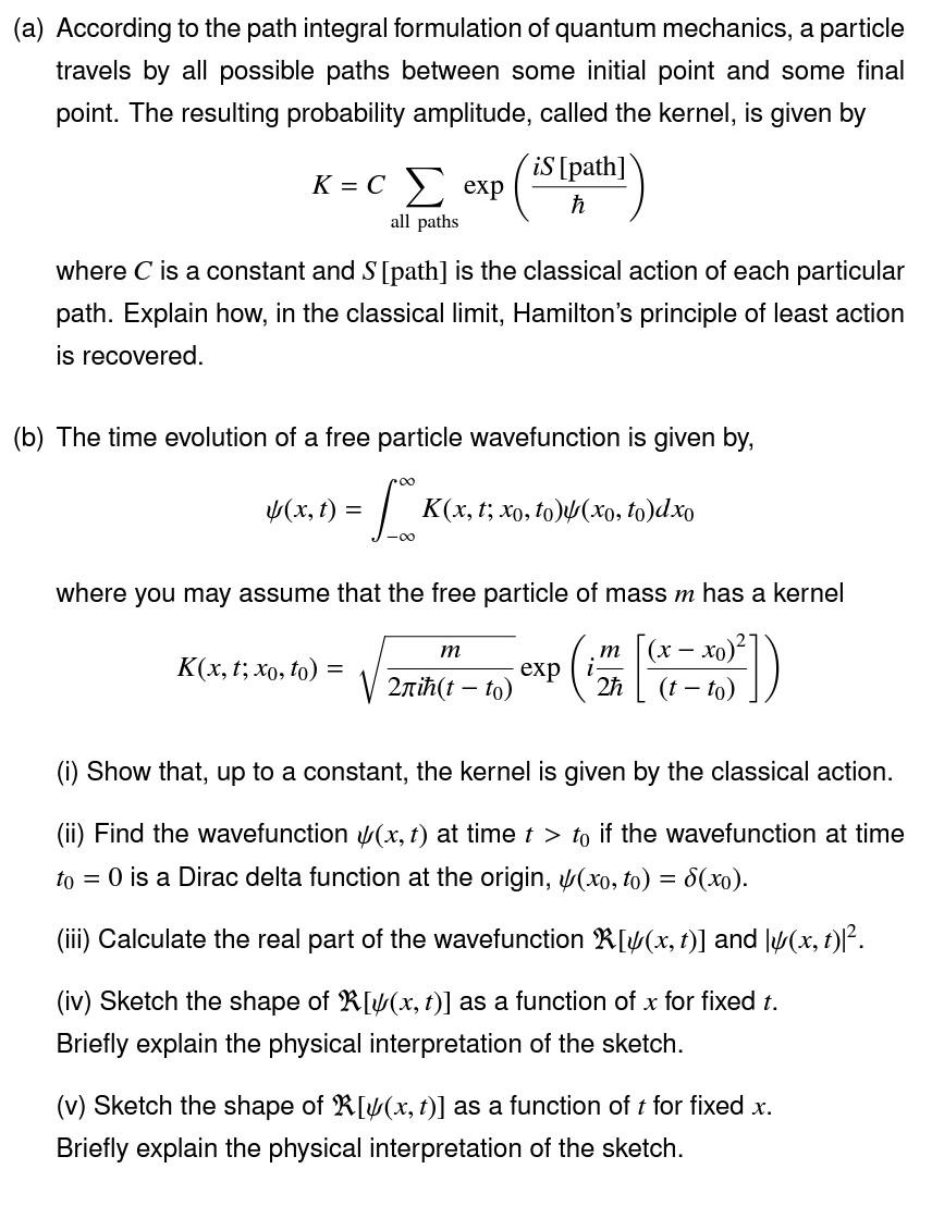 Solved (a) According to the path integral formulation of | Chegg.com