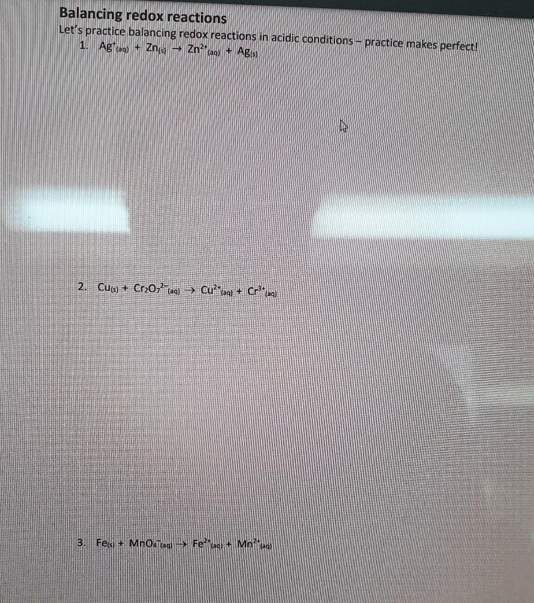 Solved Balancing redox reactions Let's practice balancing | Chegg.com