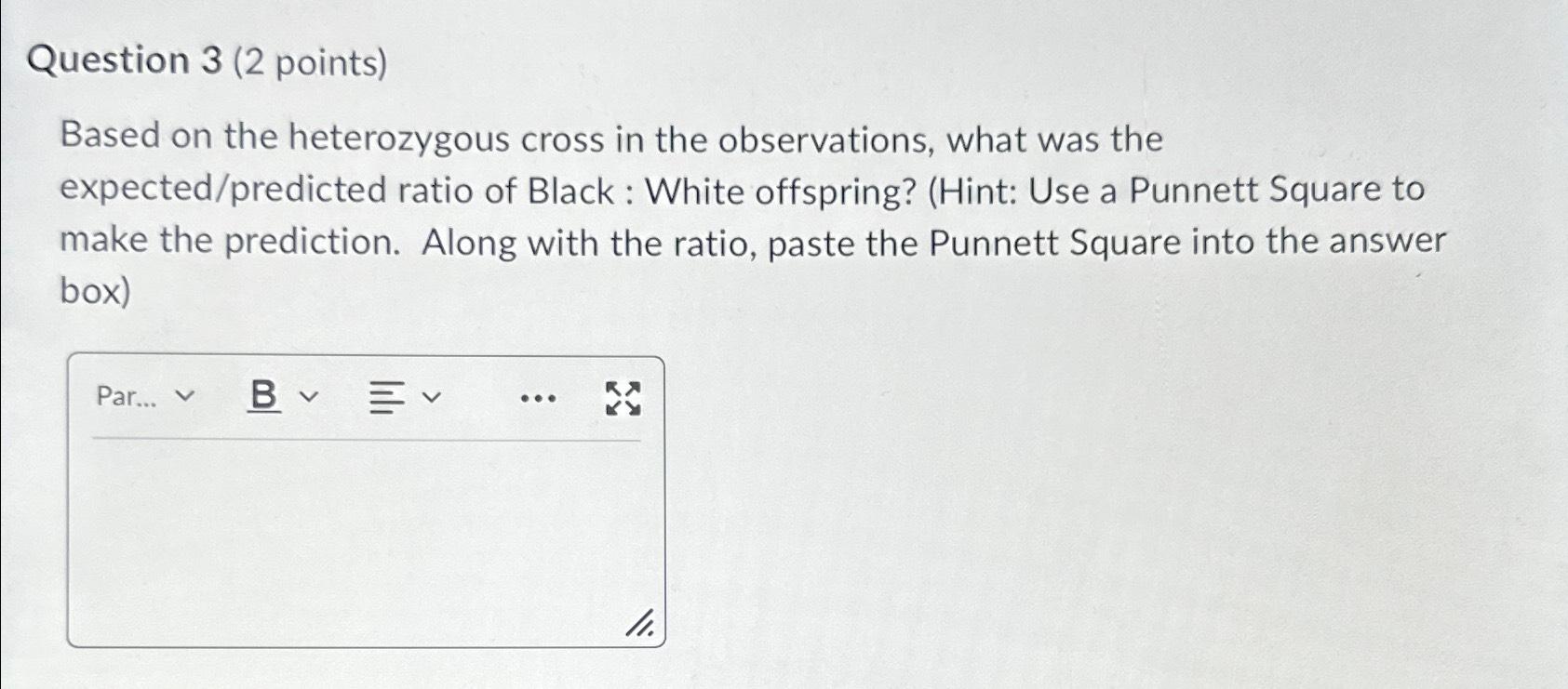 Solved Question 3 (2 ﻿points)Based on the heterozygous cross | Chegg.com