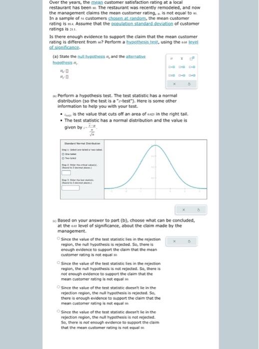 Solved Over the years, the mean customer satisfaction rating | Chegg.com