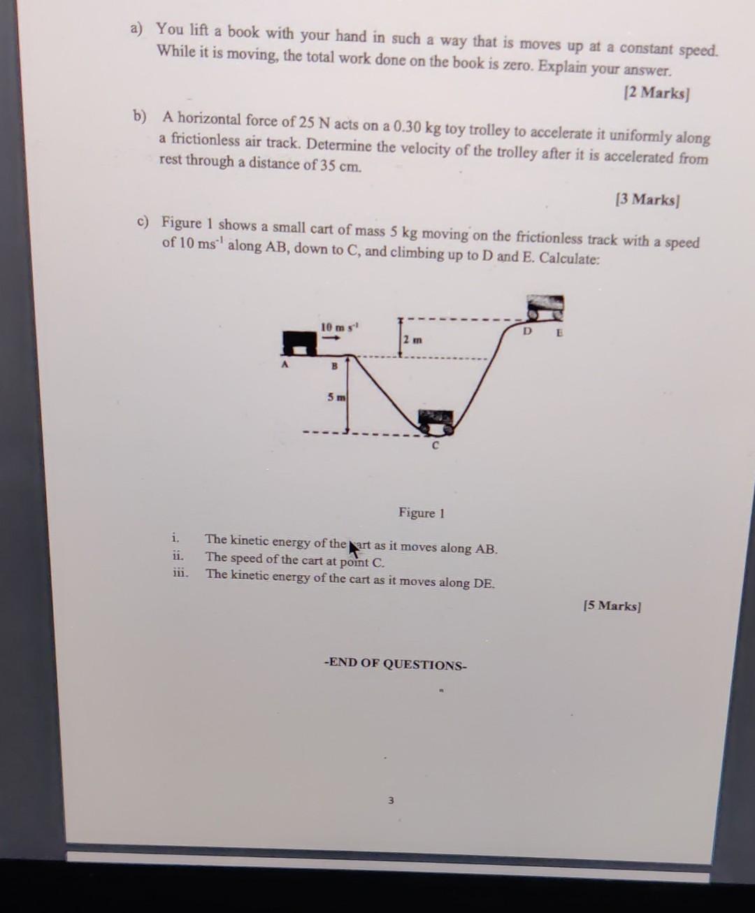 Solved a) You lift a book with your hand in such a way that | Chegg.com