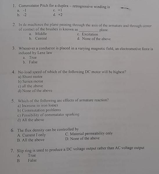 Solved 1. Commutator Pitch for a duplex-retrogressive | Chegg.com