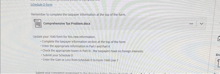 Update your 1040 form for this new information. - | Chegg.com