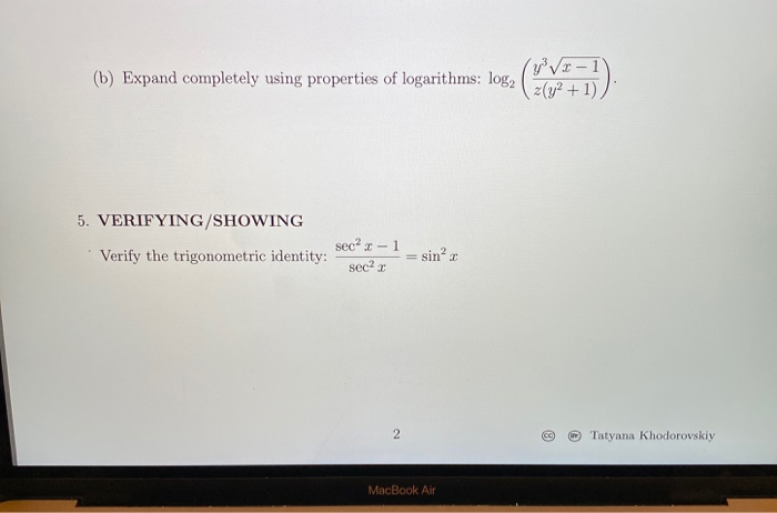 Solved yV7-1 (b) Expand completely using properties of | Chegg.com
