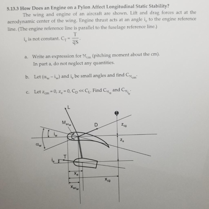 5.13.3 How Does an Engine on a Pylon Affect | Chegg.com
