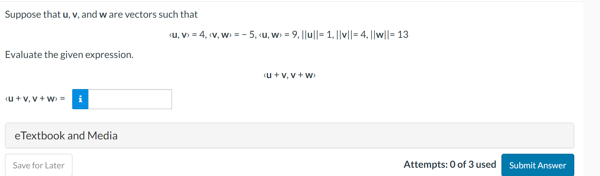 Solved Suppose that u,v, ﻿and w ﻿are vectors such | Chegg.com