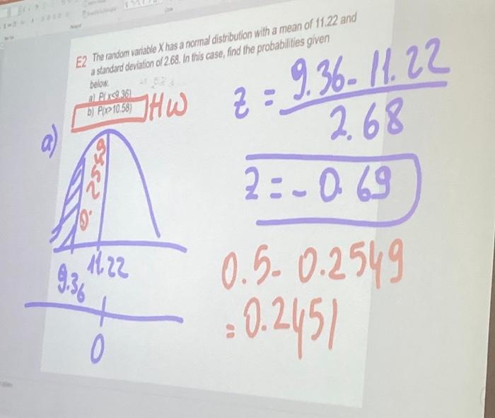 Solved E2 The random varable Xhas a nommal distribution with | Chegg.com