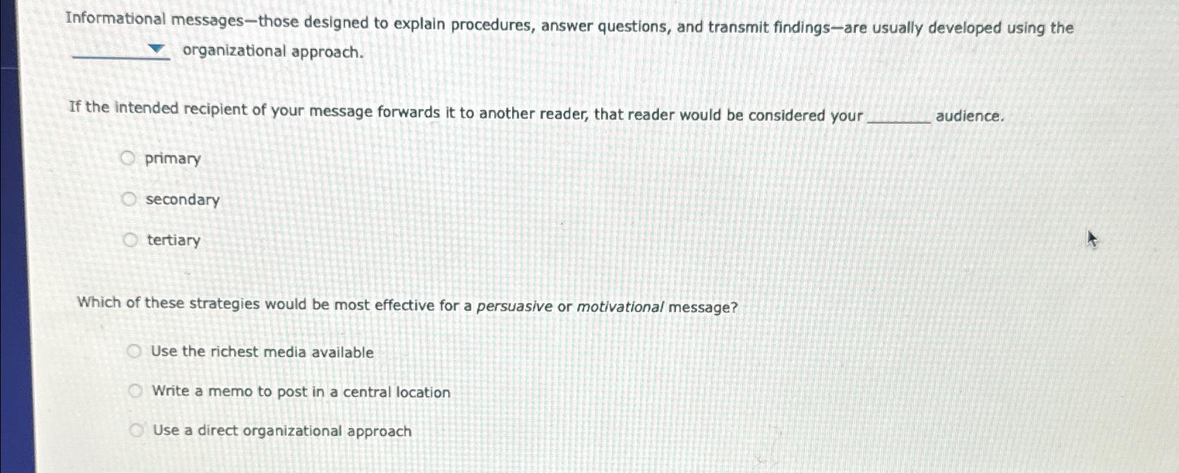 Solved Informational messages-those designed to explain | Chegg.com