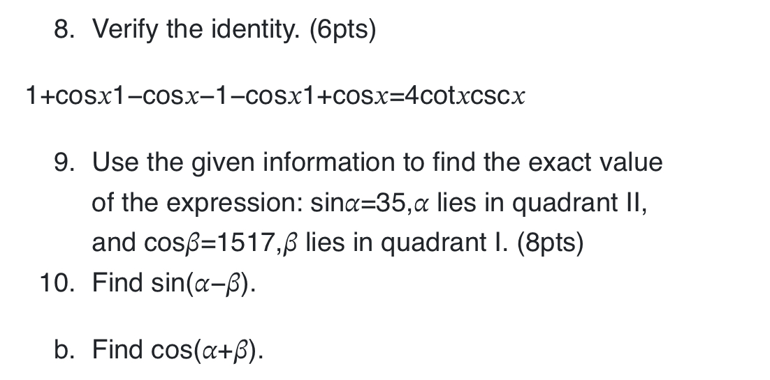 Solved Verify the identity. | Chegg.com