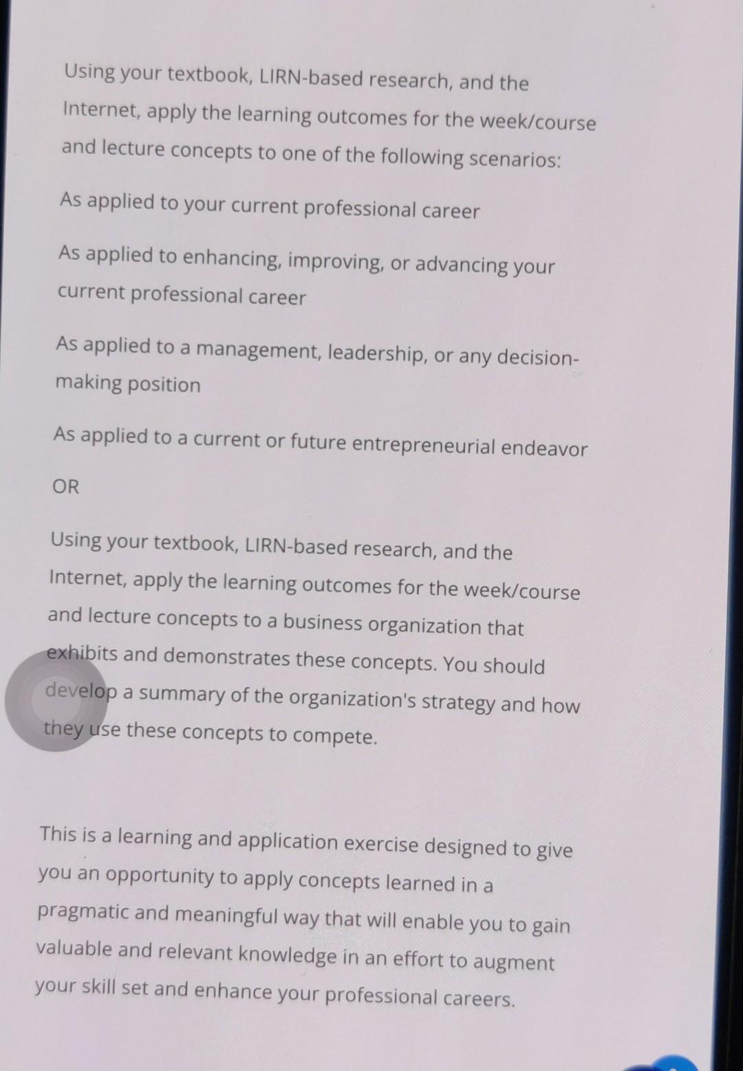 Solved Using your textbook, LIRN-based research, and the | Chegg.com