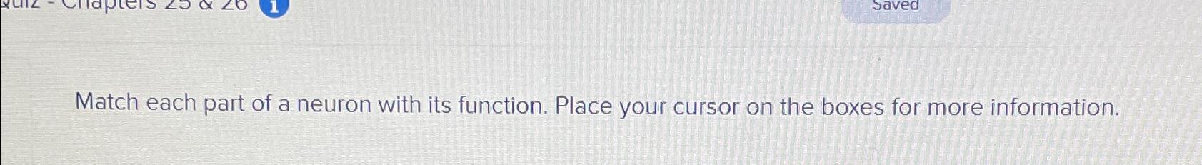 Solved Match each part of a neuron with its function. Place | Chegg.com
