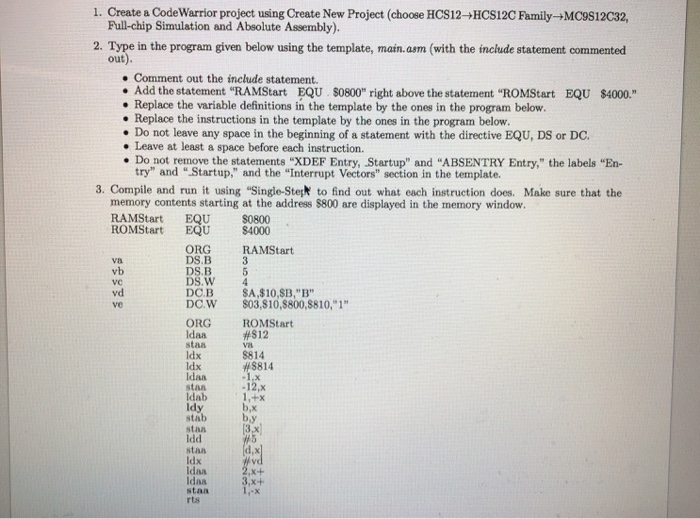 1. Create a CodeWarrior project using Create New | Chegg.com