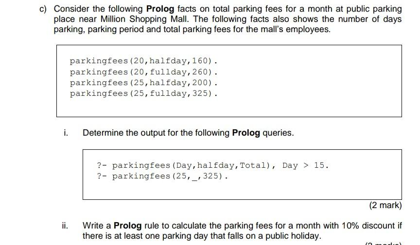 Solved c) Consider the following Prolog facts on total | Chegg.com