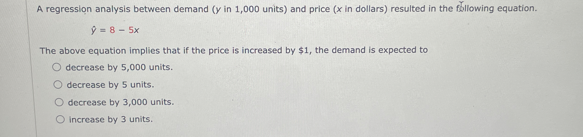 Solved A regression analysis between demand ( y ﻿in 1,000 | Chegg.com