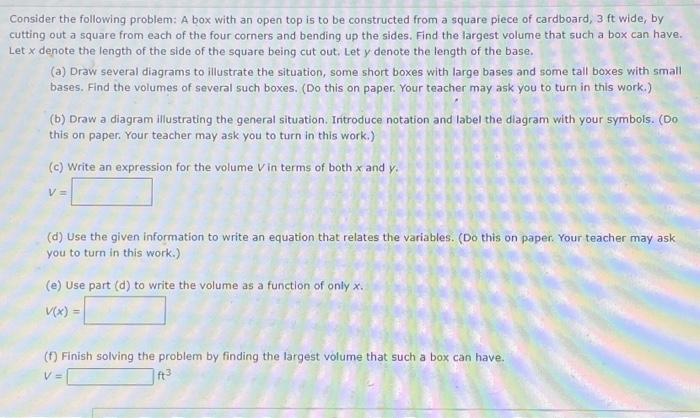Solved onsider the following problem: \\( A \\) box with an | Chegg.com