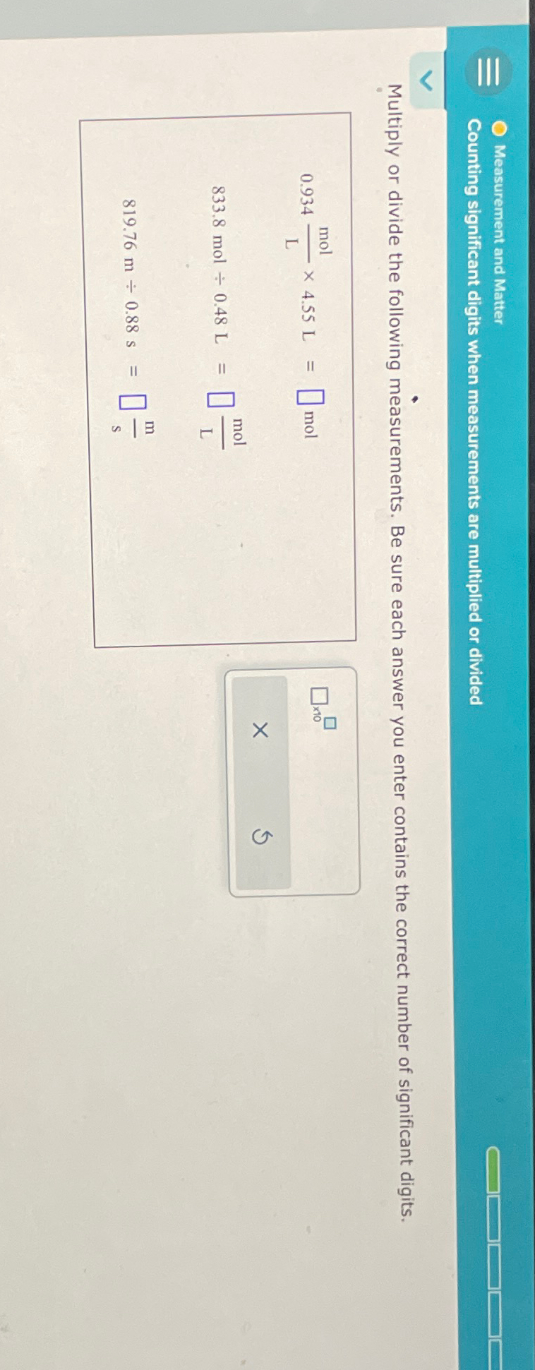 Solved Measurement and MatterCounting significant digits | Chegg.com