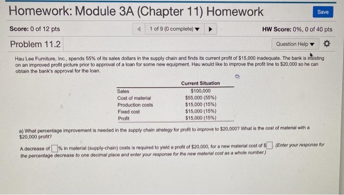 Solved Homework: Module 3A (Chapter 11) Homework Save Score: | Chegg.com