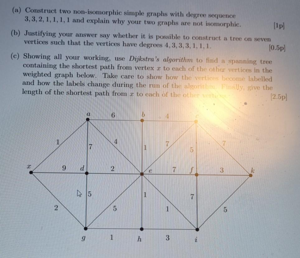 Solved (a) Construct two non-isomorphic simple graphs with | Chegg.com