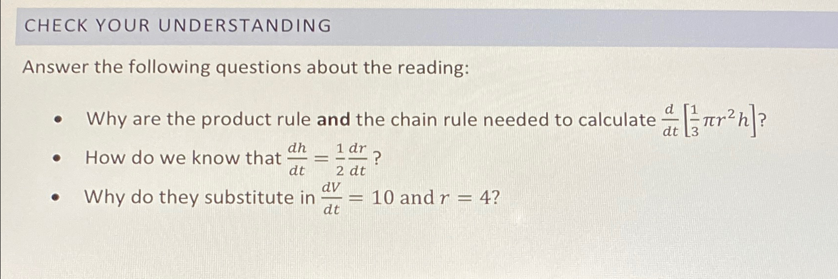 CHECK YOUR UNDERSTANDINGAnswer the following | Chegg.com