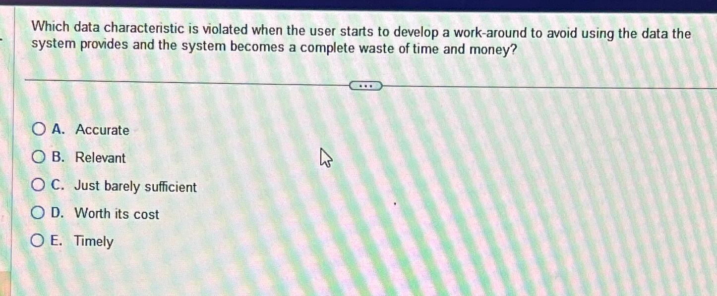 Solved Which data characteristic is violated when the user | Chegg.com