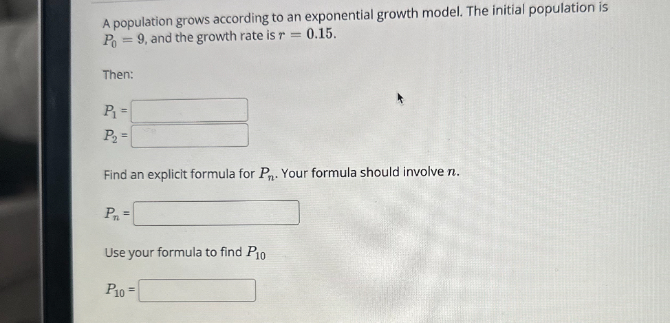 Solved A population grows according to an exponential growth | Chegg.com