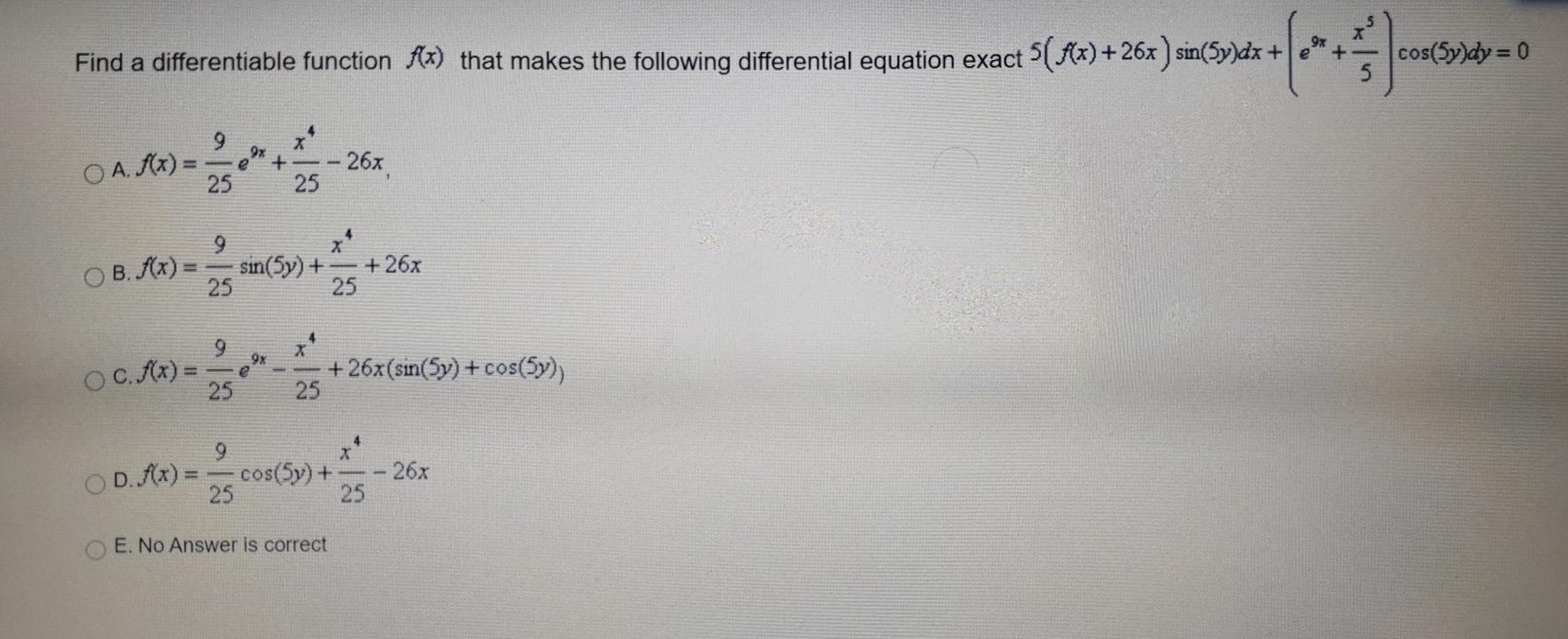 Solved Find a differentiable function Ax) that makes the | Chegg.com