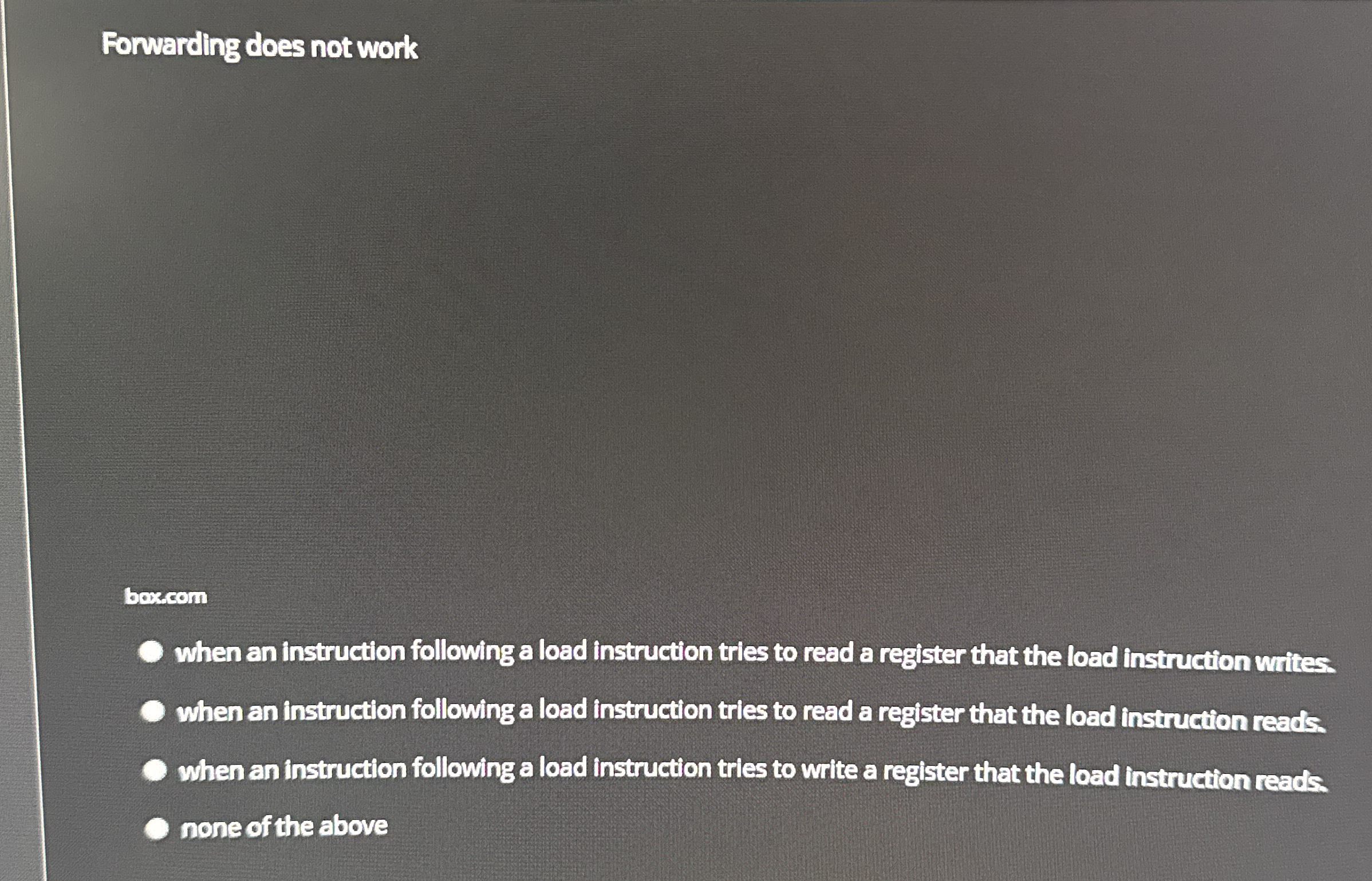 Solved Forwarding does not workboxcomwhen an instruction | Chegg.com