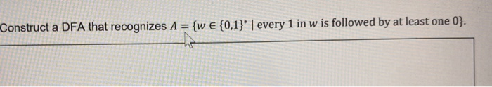 Solved Construct a DFA that recognizes A = {w € {0,1}' | | Chegg.com