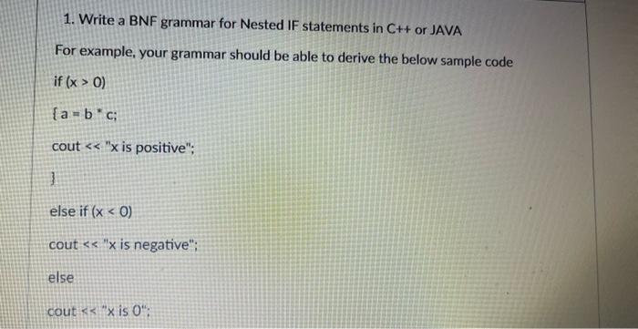 Solved Write a BNF grammar for Nested for Loops: For | Chegg.com