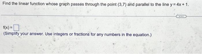 Solved Find the linear function whose graph passes through | Chegg.com
