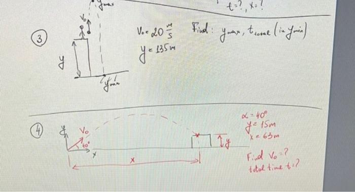 Solved v0=20sm Find: ymax ,ttoral y=135 m | Chegg.com
